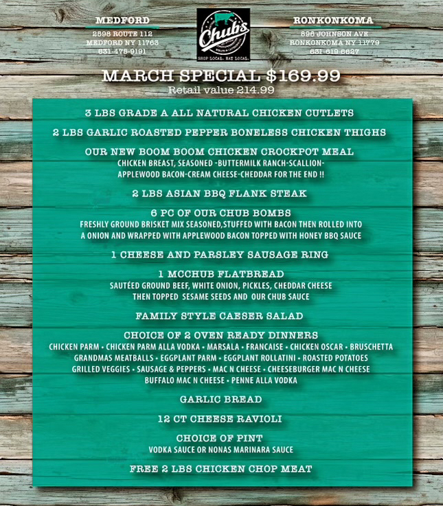 March Facebook Special – Chubs Meats, your neighborhood butcher shop…