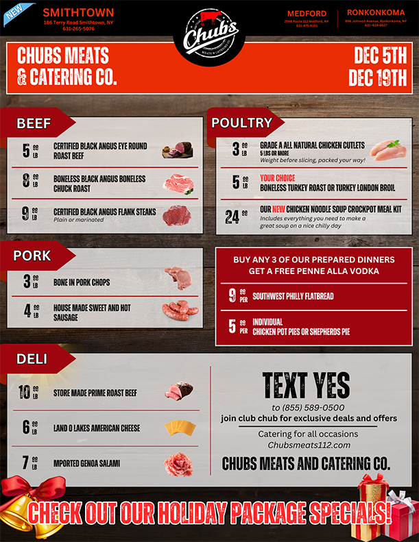 Chubs Catering Specials | Catering Menu